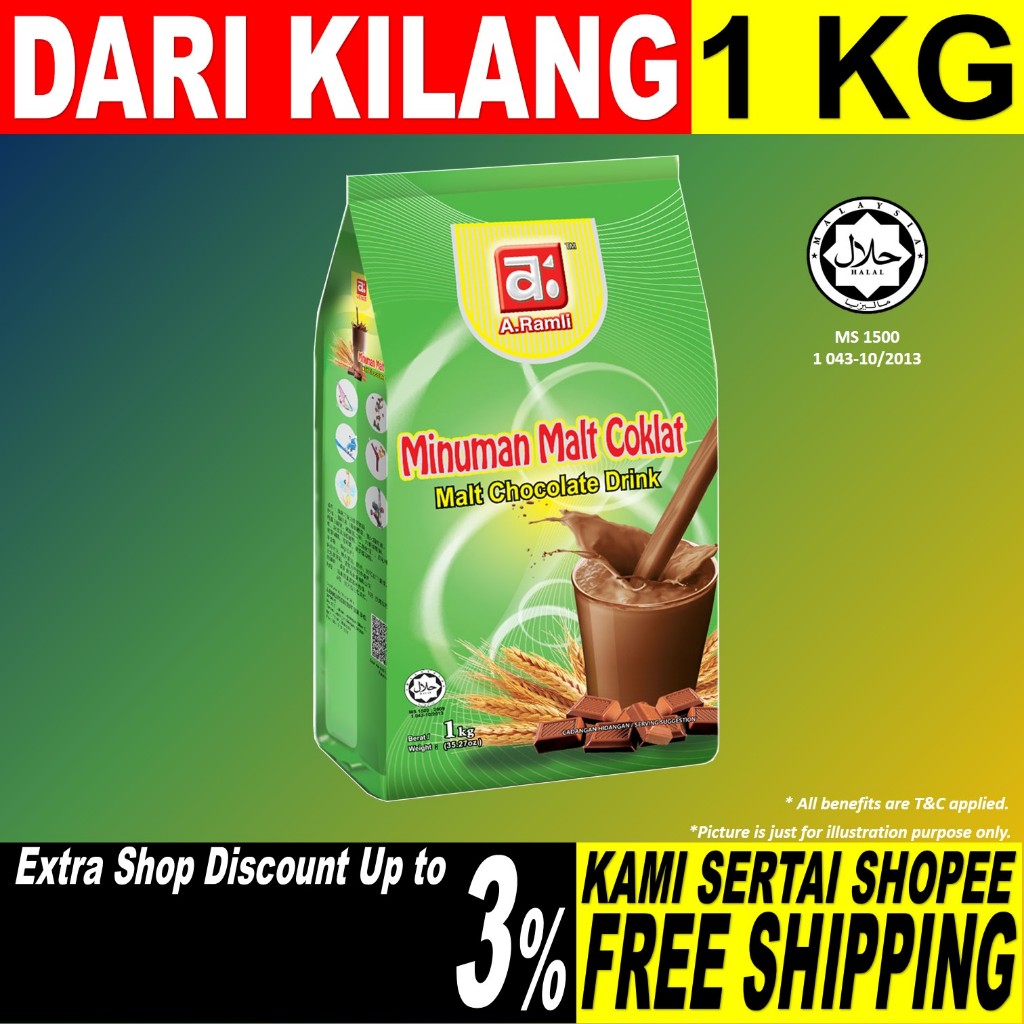 1 KG | A.RAMLI | MINUMAN MALT COKLAT | HALAL | Chocolate Malt Drinks | Buatan Malaysia | Shopee ...