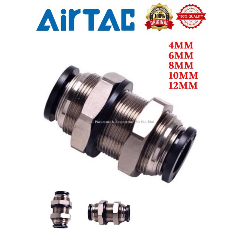 AirTAC PM Series Bulk Head Union 4MM 6MM 8MM 10MM 12MM Pneumatic Push ...