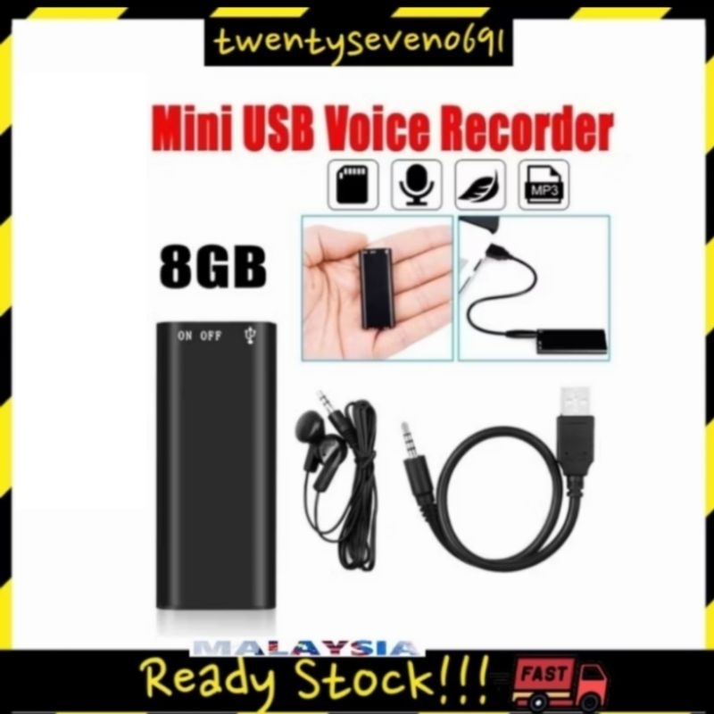 Professional Mini USB Voice Recorder 8GB Mp3 Player 3 In 1 Voice ...