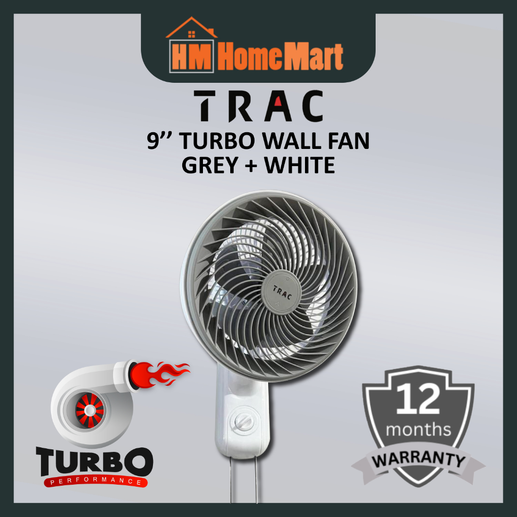 TRAC Turbo Wall Fan Grey + White | Shopee Malaysia