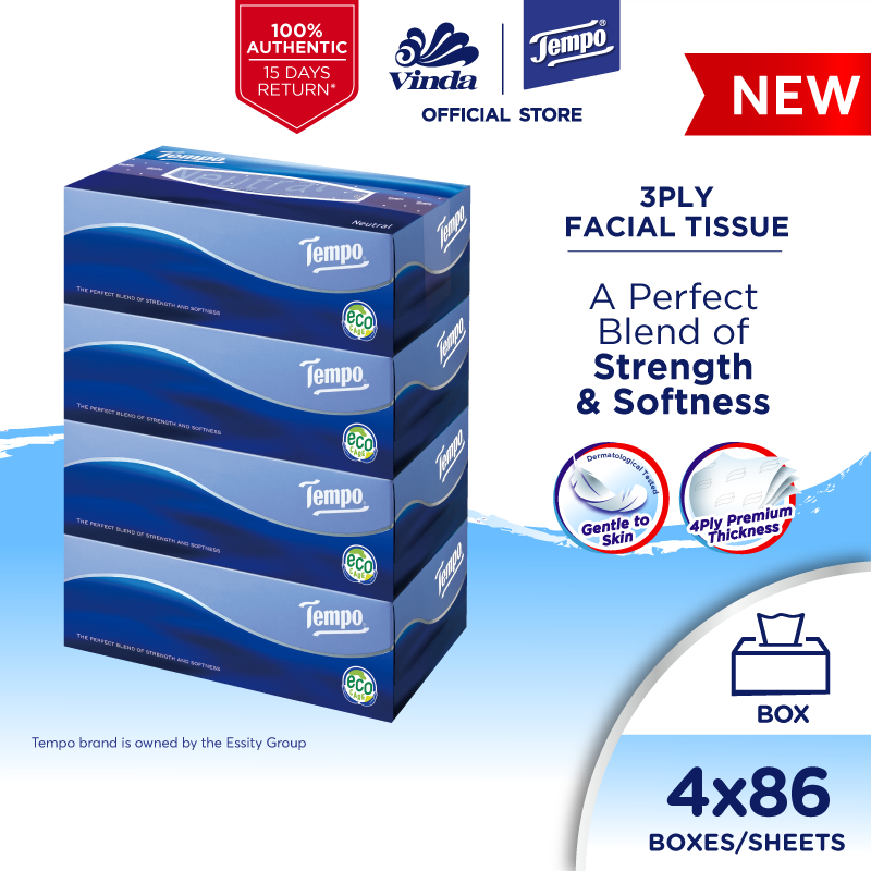 Tempo Box Facial Tissue 3ply Neutral Limited Edition (4x86s) | Shopee ...