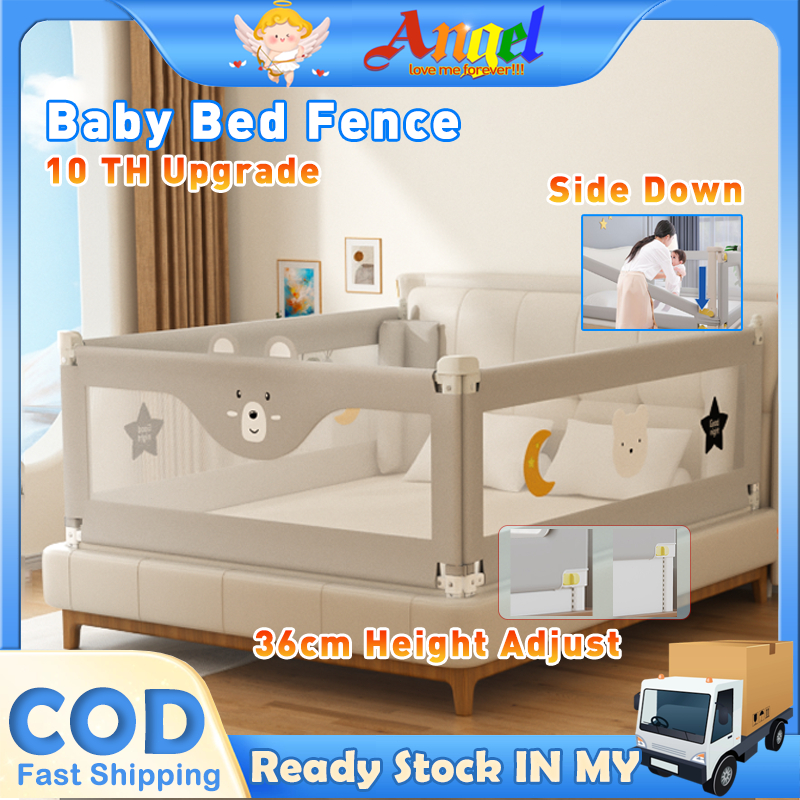 🔥10th Gen🔥Upgrade Baby Bed Fence Safety Anti-fall Pagar Baby Bedside ...