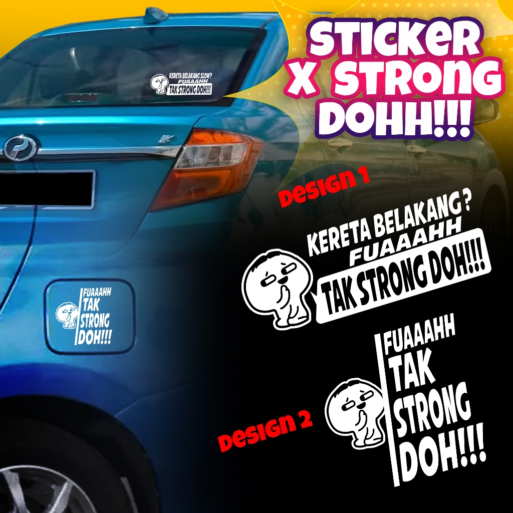 STICKER EMOJI FUAHAH TAK STRONG DOH / STICKER KERETA / STICKER DI CAP ...