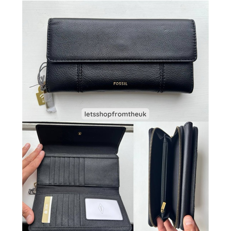 Fossil Jori RFID Flap Clutch (Black) | Shopee Malaysia