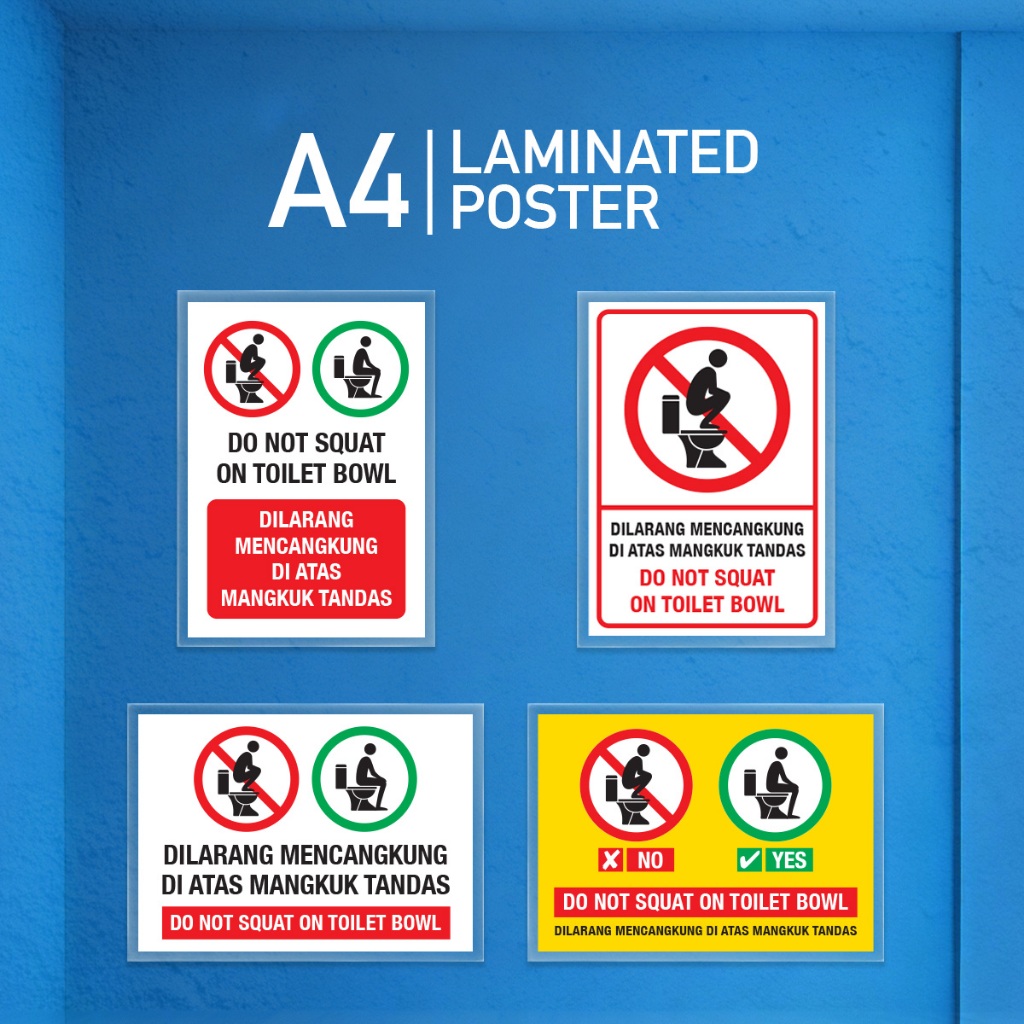 [Laminated Poster] A4 Size Papan Tanda Signage Dilarang MENCANGKUNG ...