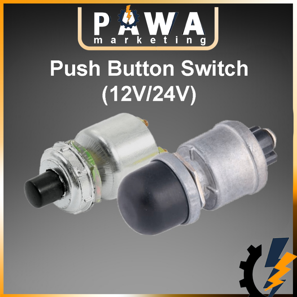 Pawa Push Start Button Switch 12V/24V with Rubber Cover Car Truck ...