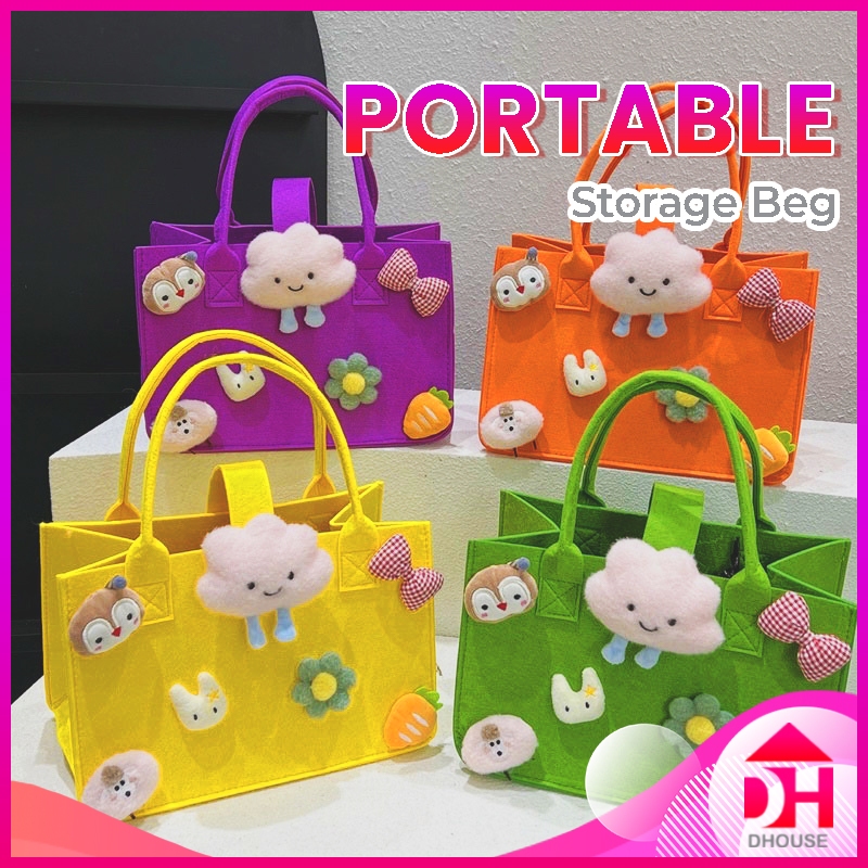 Groceries Tote Bag Cute Cartoon Large Eco-Friendly Cute Bright Felt ...