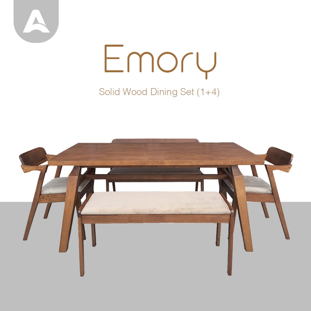 Arturo - Emory Solid Wood Dining Set | Shopee Malaysia