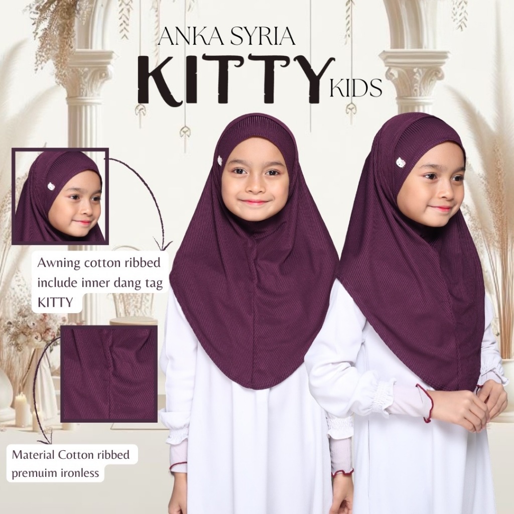 Tudung Budak Anak Syria Kitty Kain Cotton Ribbed | Shopee Malaysia
