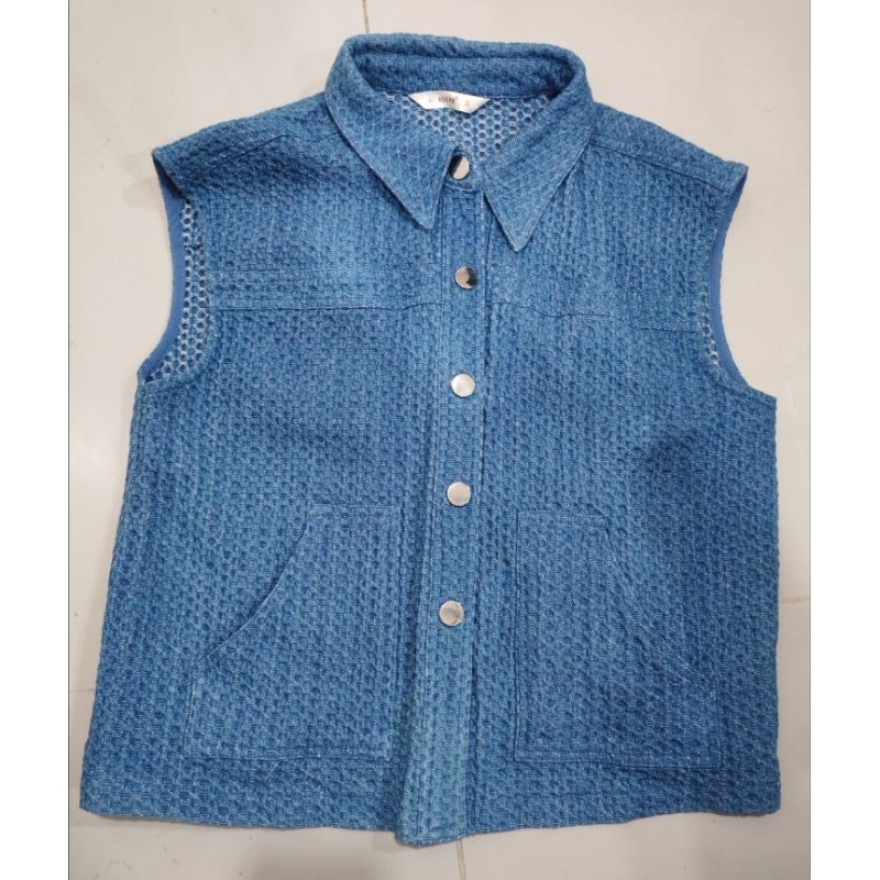 Demin Button-Down Top Jacket (Light Demin) | Shopee Malaysia