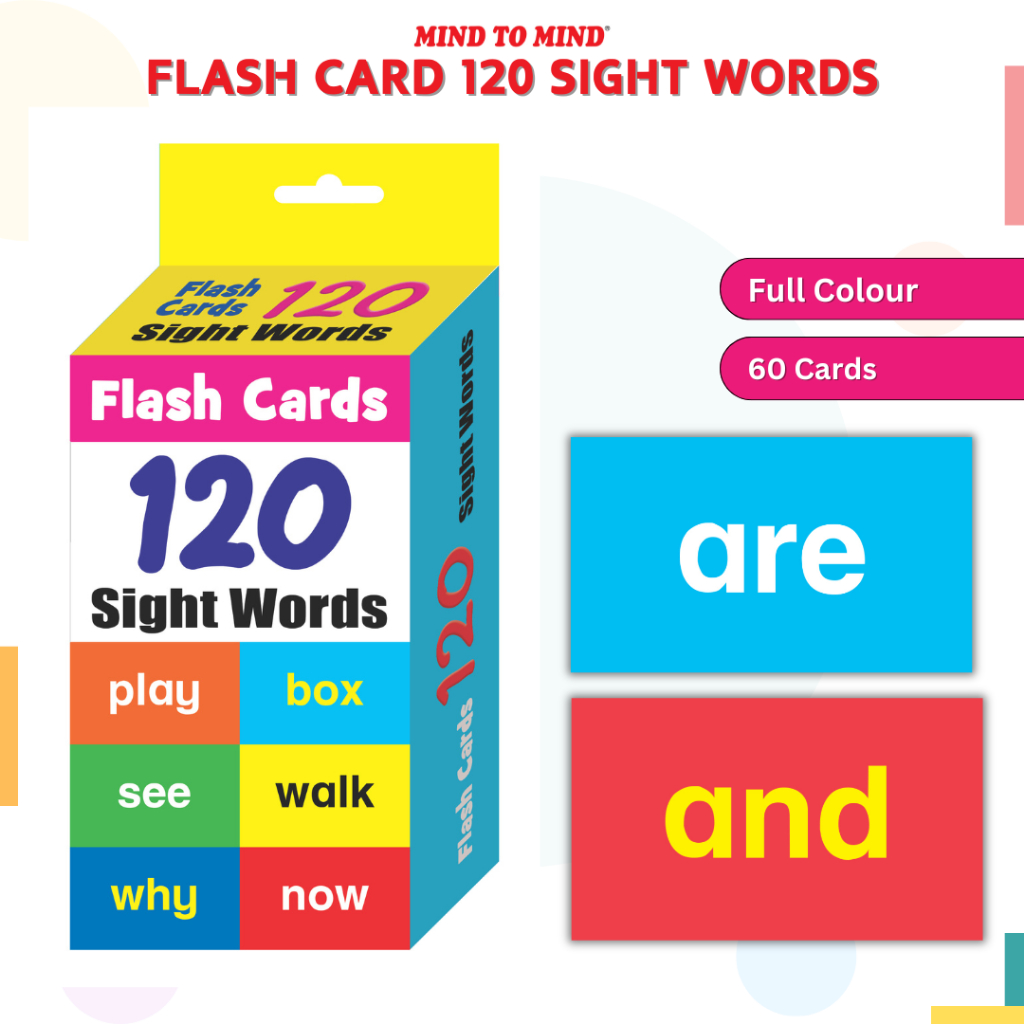 Flash Card 120 Sight Words | Full Colour | 60 cards | 88x185mm ...