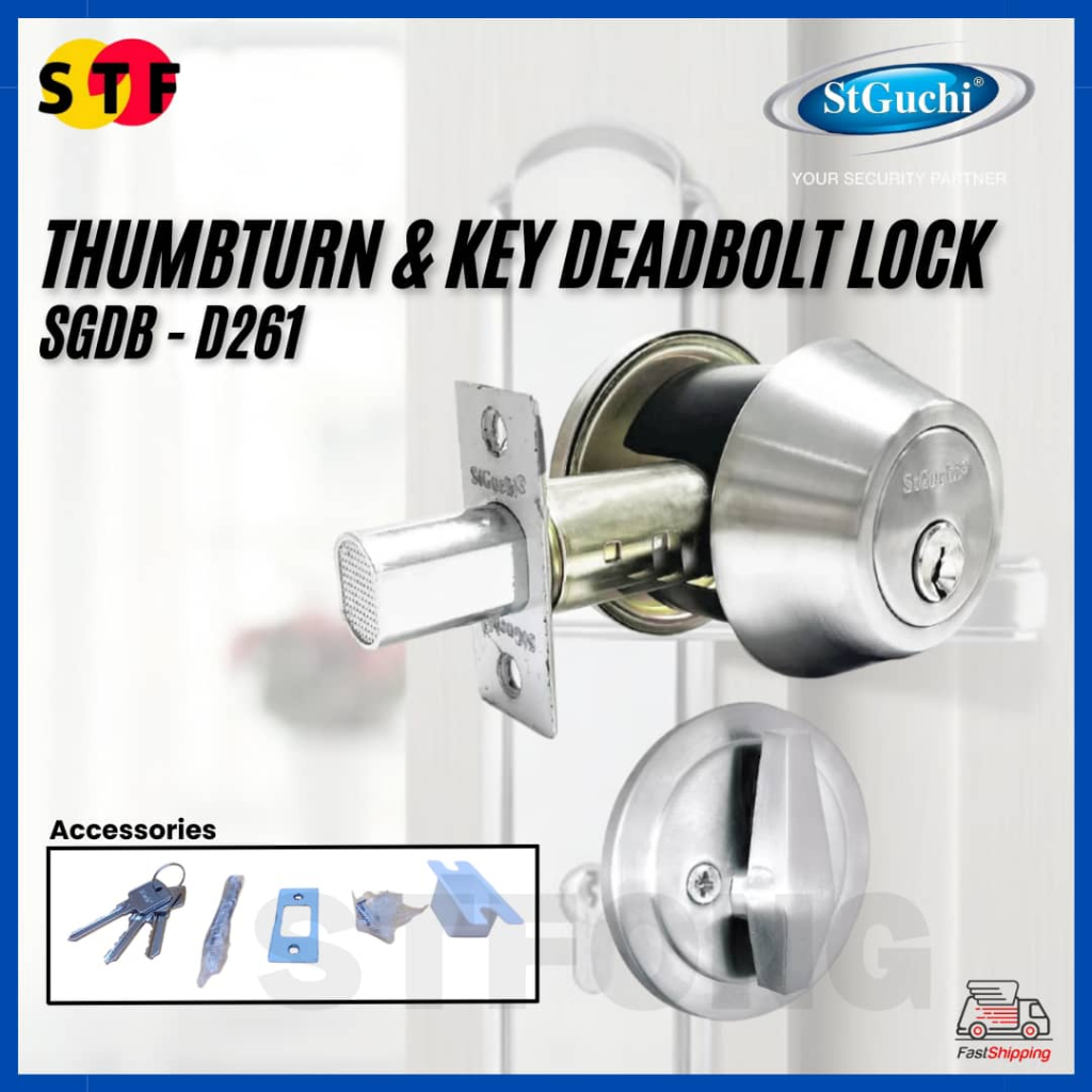 St Guchi SGDB-D261SS Thumbturn & Key Deadbolt Lock | Shopee Malaysia