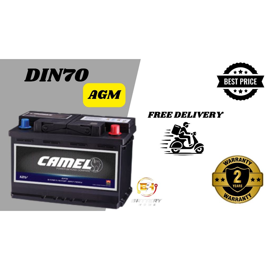 [Installation Available] DIN70 AGM | DIN70L | LN3 | CAMEL AGM Car Battery Bateri Kereta | Shopee ...