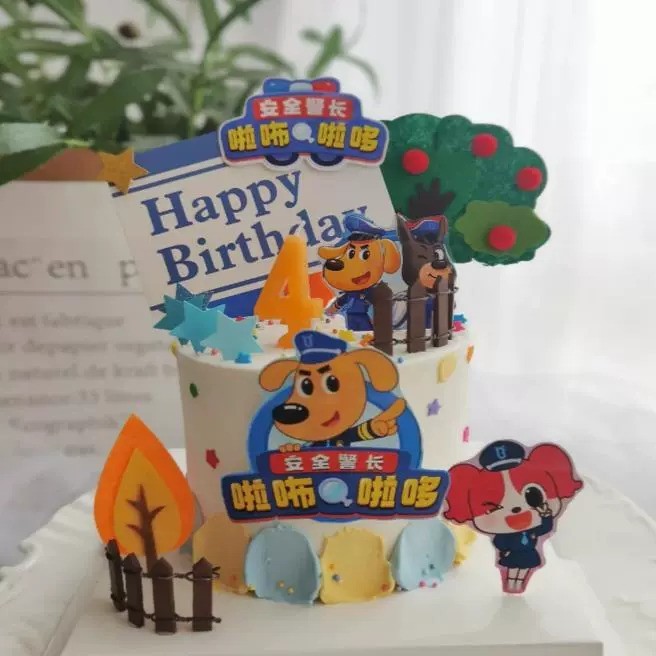 [Ready Stock]Sheriff Labrador Cake Topper Cake Decoartion 安全警长拉布拉多蛋糕插件 ...