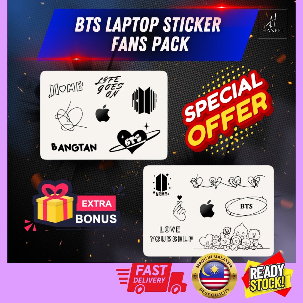 BTS LAPTOP STICKER FANS PACK (Vinyl sticker die-cut) | Shopee Malaysia