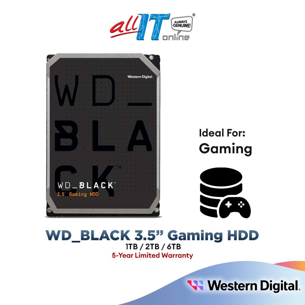 Western Digital WD Caviar Black Gaming Desktop Internal SATA III 3.5" HDD Hard Disk Drive - 1TB ...