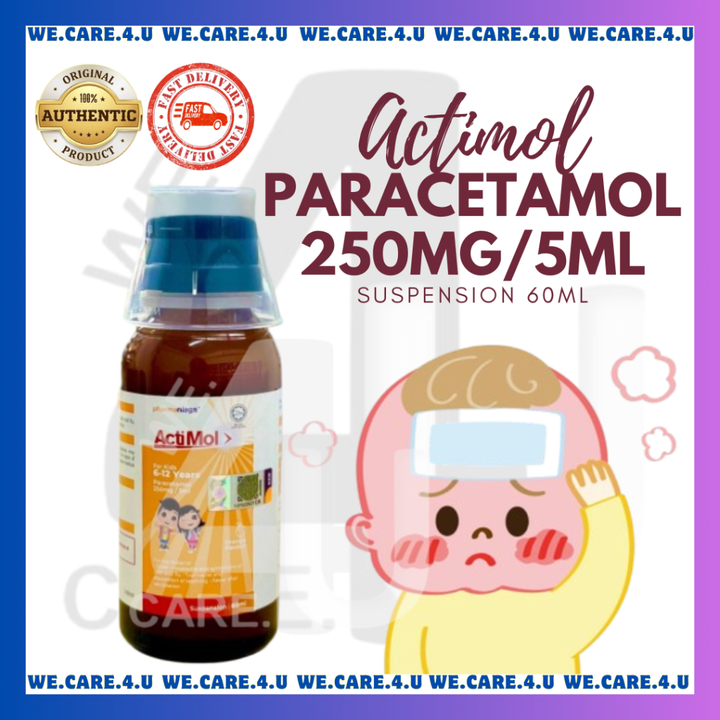 ACTIMOL PARACETAMOL 250MG / 5ML SUSPENSION - 60ML [ ORANGE FLAVOUR ...