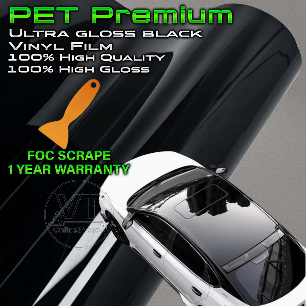 PET Premium Ultra Gloss Black Vinyl Film Glossy Black Sticker Wrap Film ...