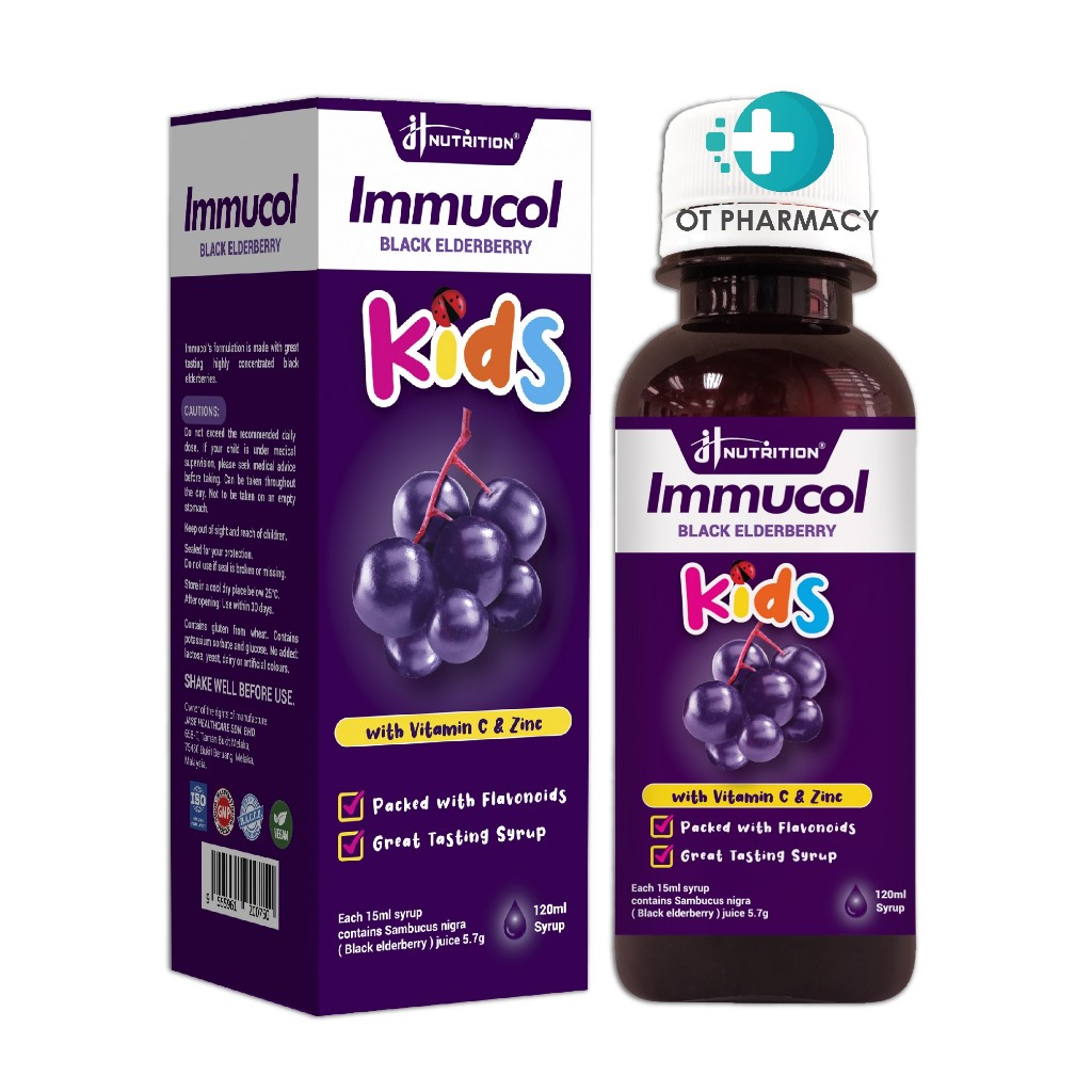 JH Nutrition Immucol Black Elderberry Juice Vitamin c & Zinc 120ml ...