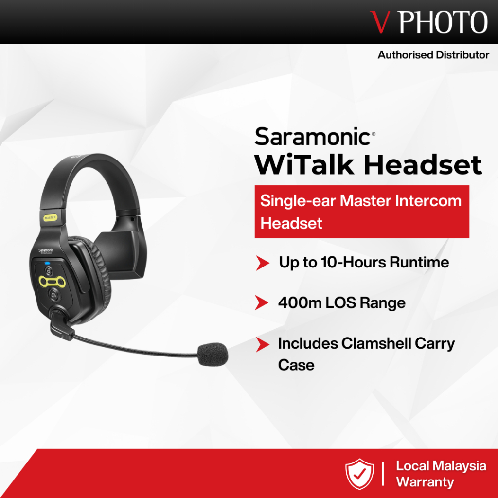 Saramonic WiTalk-SMH Single-Ear Wireless Intercom Master Headset for ...