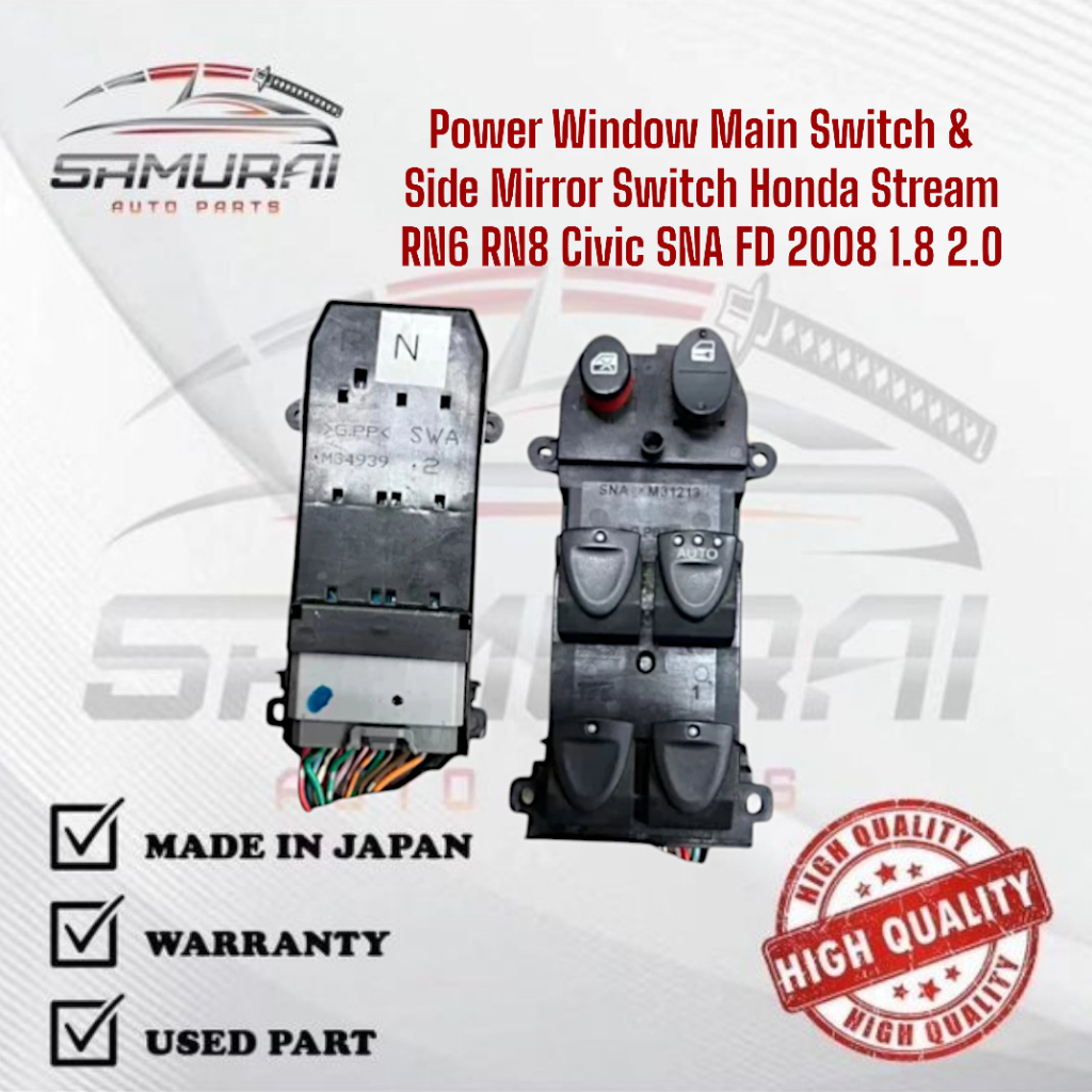 Honda Stream RN6 RN8 Civic SNA FD 2008 1.8 2.0 Power Window Main Switch ...
