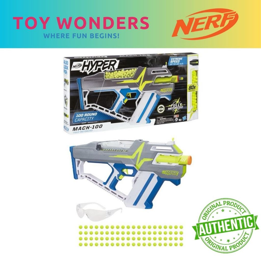 Nerf Hyper Mach-100 Fully Motorized 100 Balls Blaster Toy, High ...