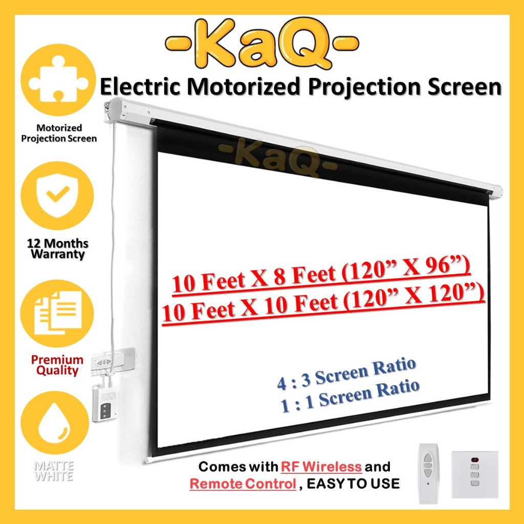 10X8 10 Feet x 8 Feet 4:3 150 Diagonal Electric Motorized Ceiling ...
