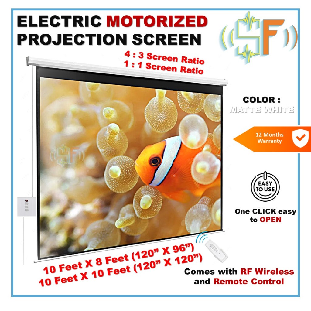 10X8 10 Feet x 8 Feet 4:3 150 Diagonal Electric Motorized Ceiling ...