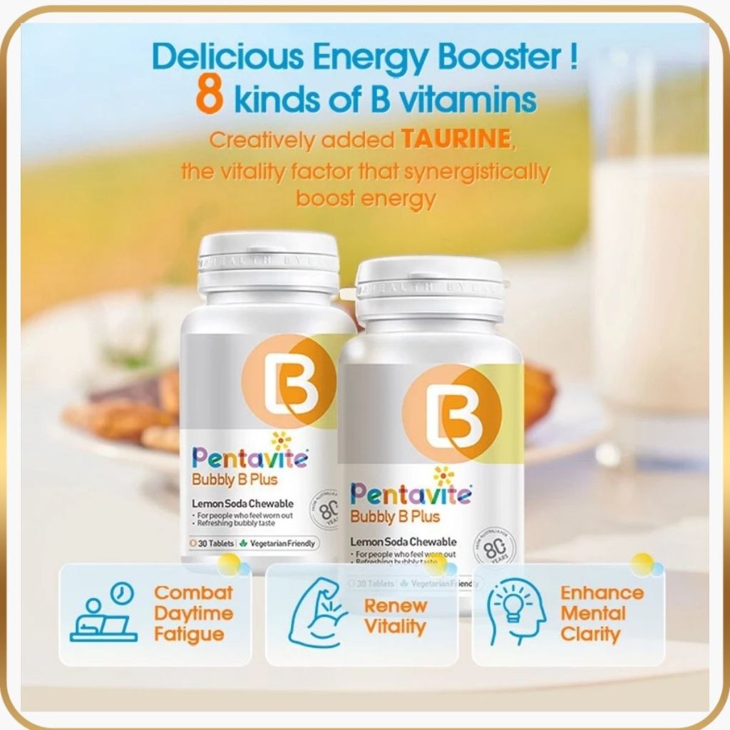 Pentavite Bubbly B Vitamins Plus Energy Lemon Soda Chewable Vitamin B ...