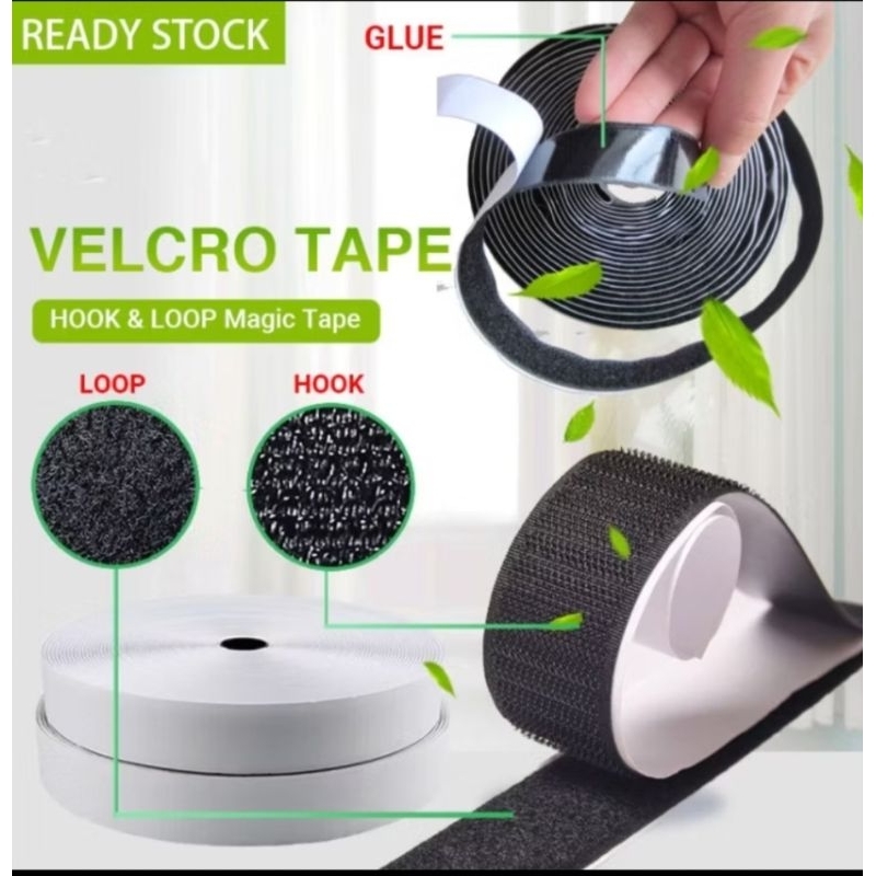Adhesive Velcro tape Hook & Loop Only 4 meters | Shopee Malaysia