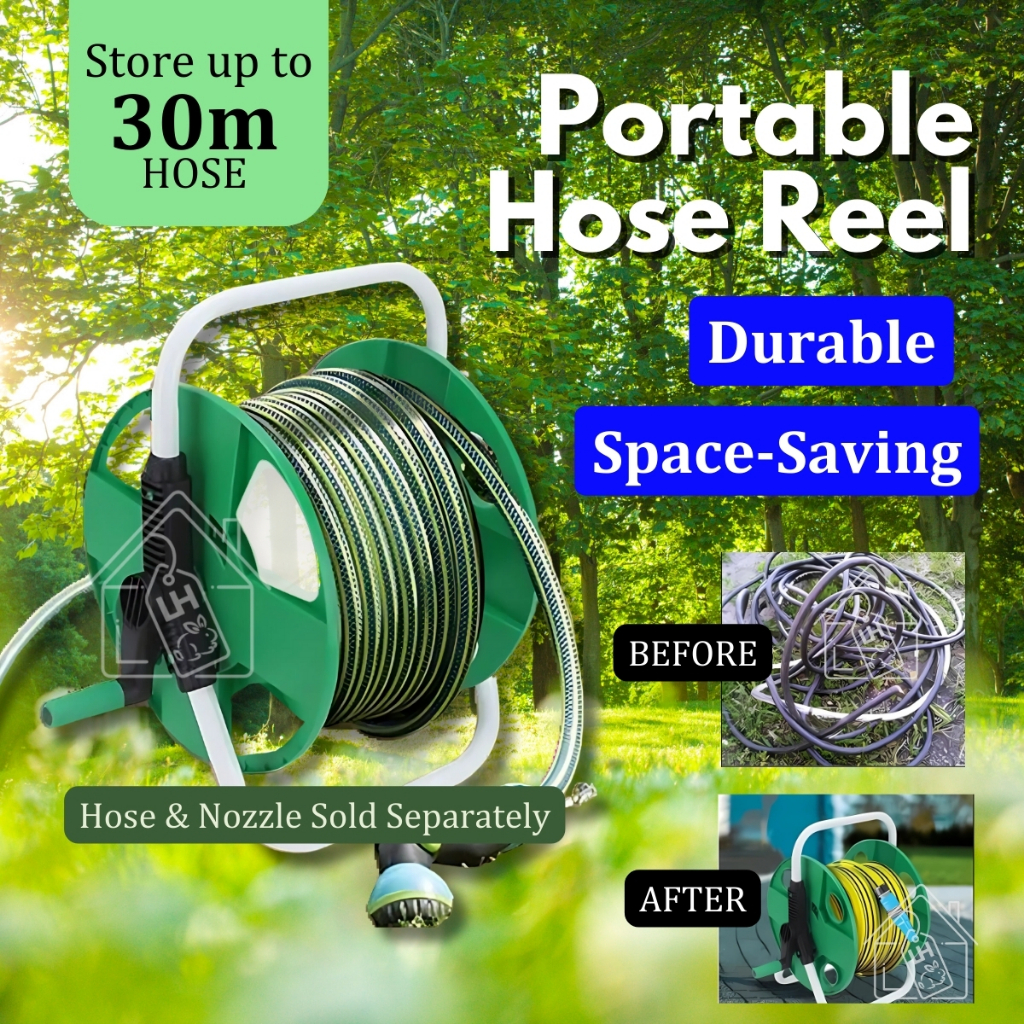 LH30m Portable Water Hose Reel Heavy Duty Garden Hose Reel Hose Roller ...