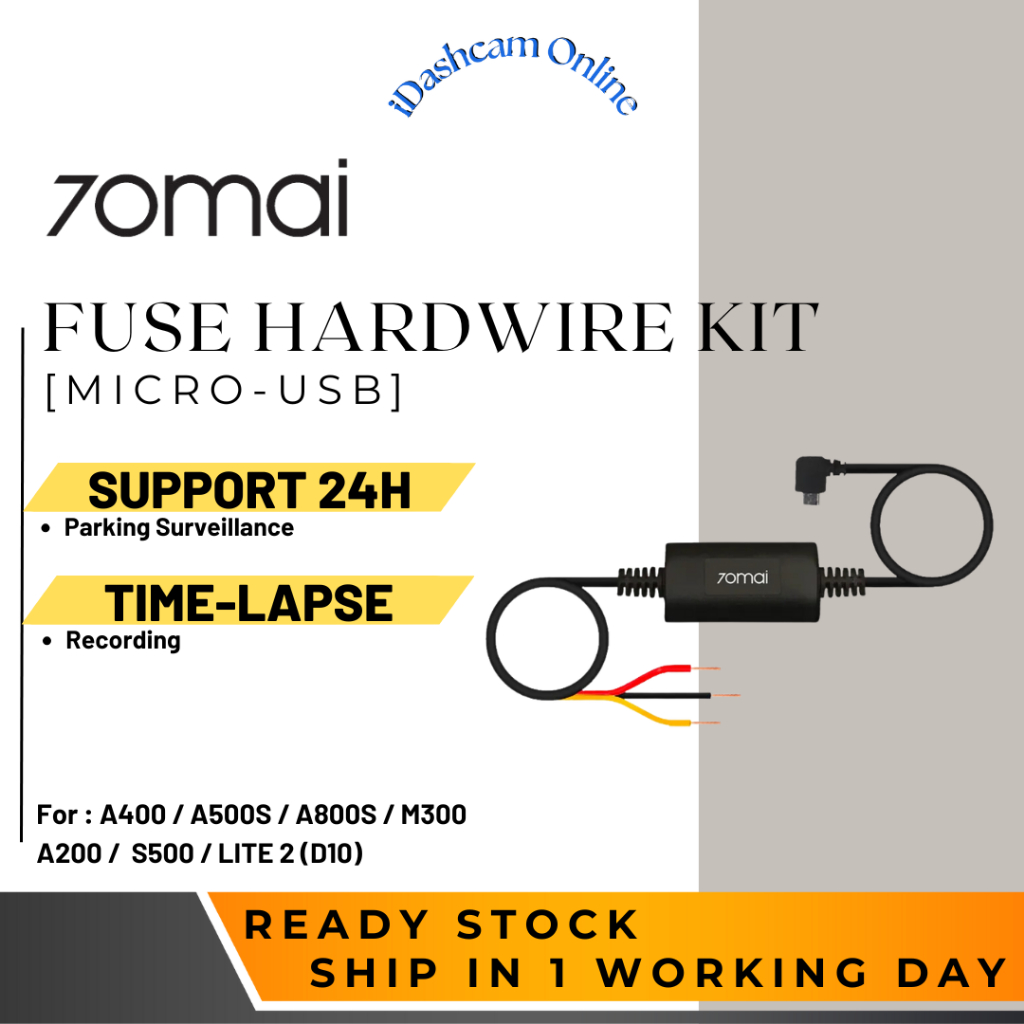 [READY STOCK] 70MAI Hard Wire Fuse Kit - Micro USB [For 24 hours ...