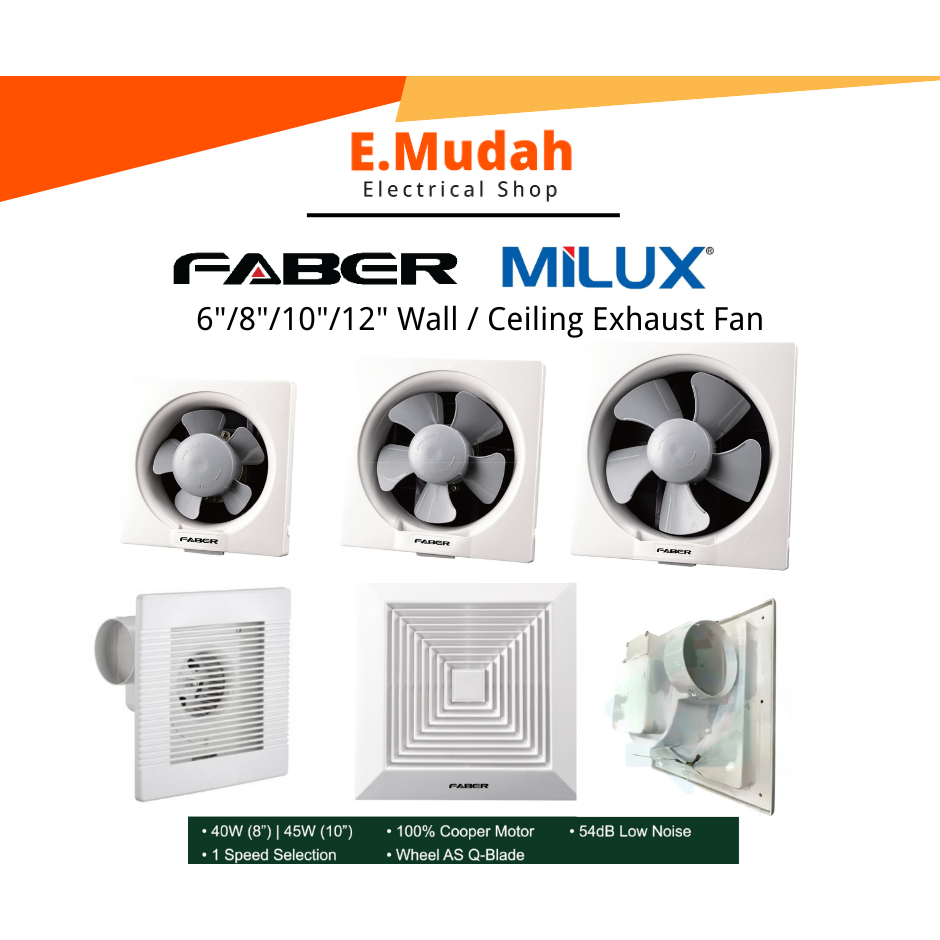 FABER MILUX Wall/Ceiling Exhaust Fan(6''/8"/10"/12'') |ASPIRA W06 ...