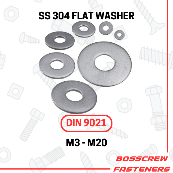 SS 304 Flat Washer m3 ~ m20 DIN 9021 (Big OD Washer), Washer Besar (Stainless Steel) | Shopee ...