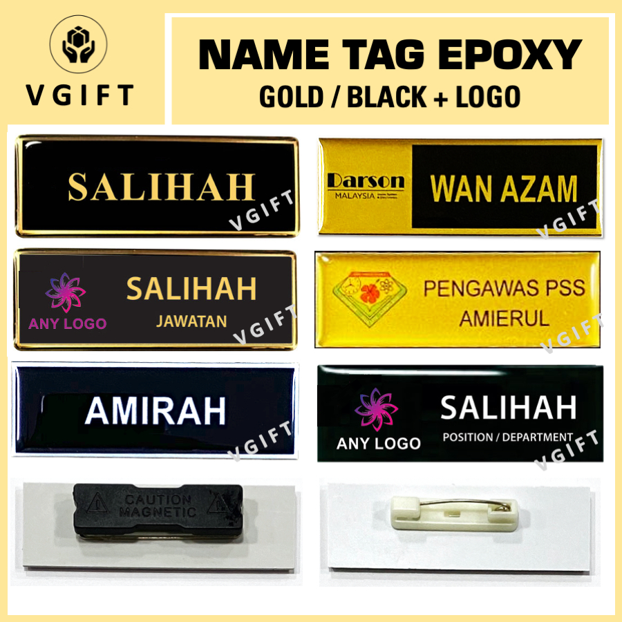 [Min 2 PCS] Name Tag Magnet Pin Epoxy Nametag Magnet Pin Epoxy | Shopee ...