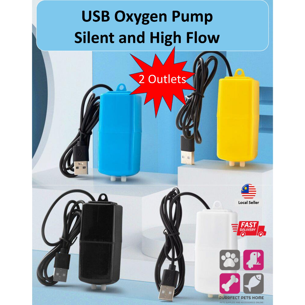 🔥Ready Stock🔥Mini USB Oxygen Pump 2 Outlets Air Pump Strong Air Flow ...