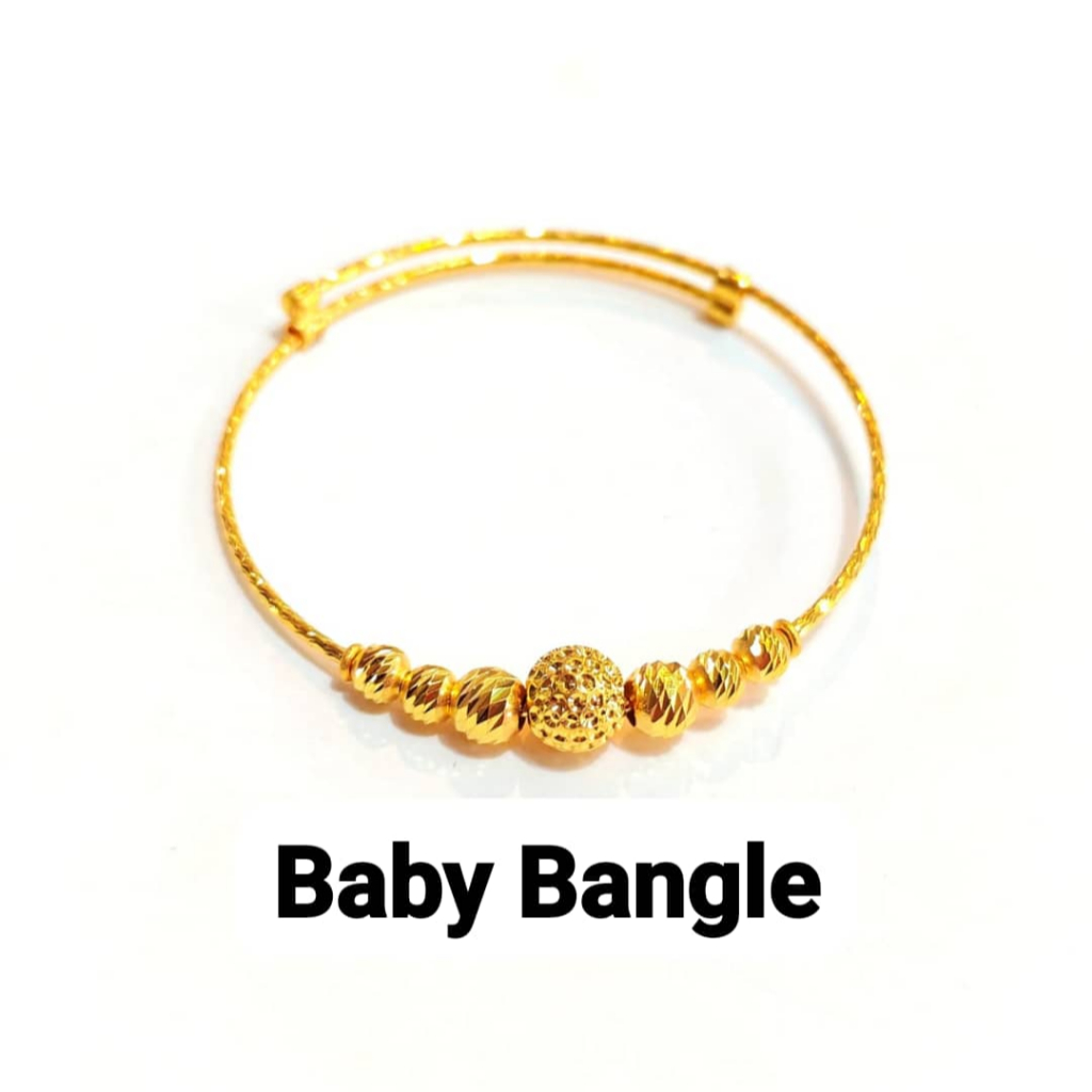 Wing Sing 916 Gold Adjustable Baby Kid Kids Bangle / Gelang Tangan Budak Emas 916 | Shopee Malaysia