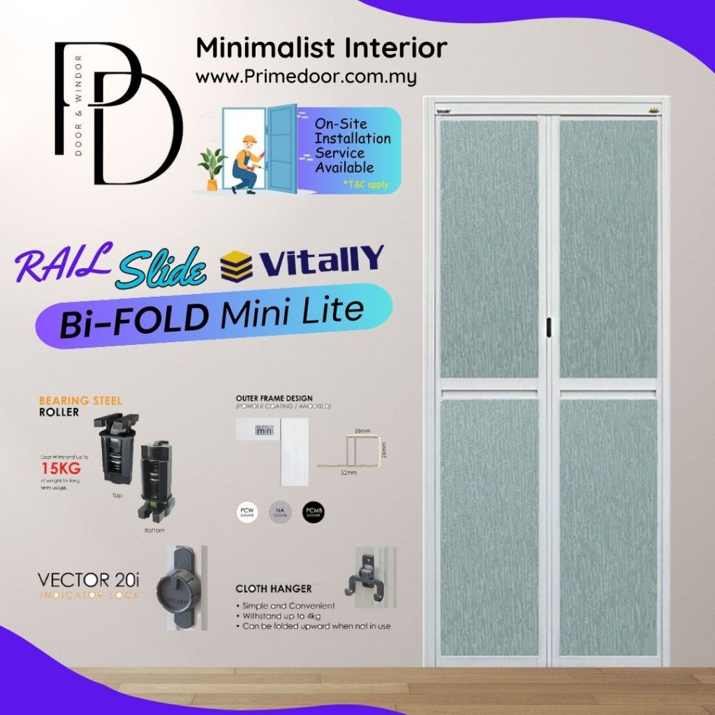 VITALLY - Mini Lite Aluminum Bifold Door Toilet Door Size Plain Color ...
