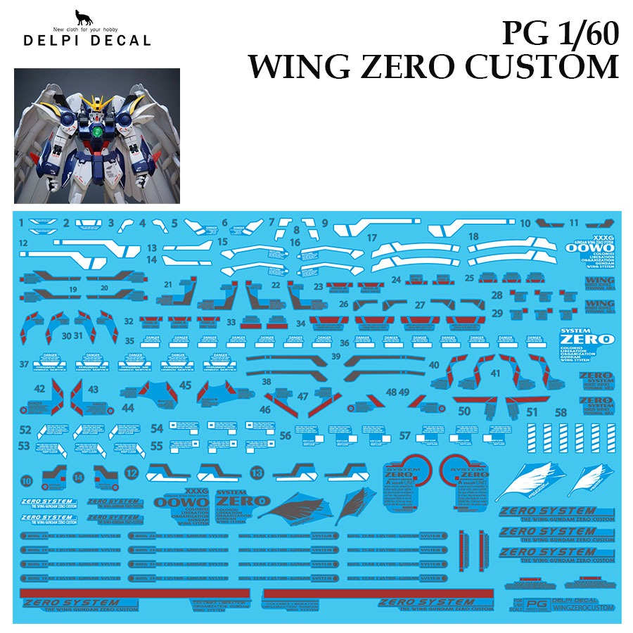 [DELPI DECAL] 32 [1] PG 1/60 WING ZERO CUSTOM GUNDAM WATER SLIDE DECAL ...