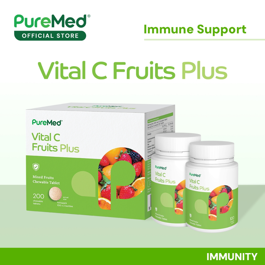 PureMed Vital C Fruits Plus Natural Vitamin C (100's / 100's x 2 ...
