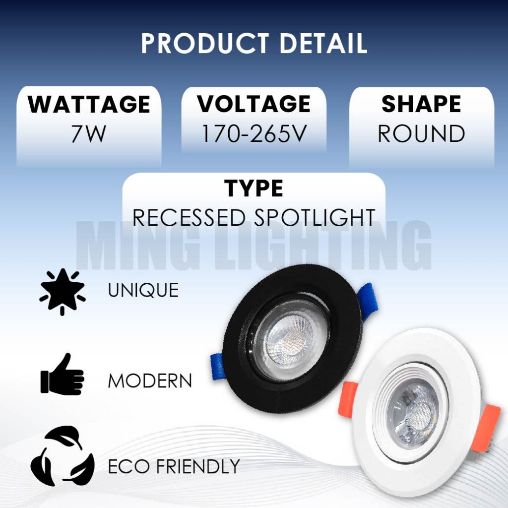 LED Eyeball 7W Slim Recessed Spotlight Downlight Home Lighting Room ...