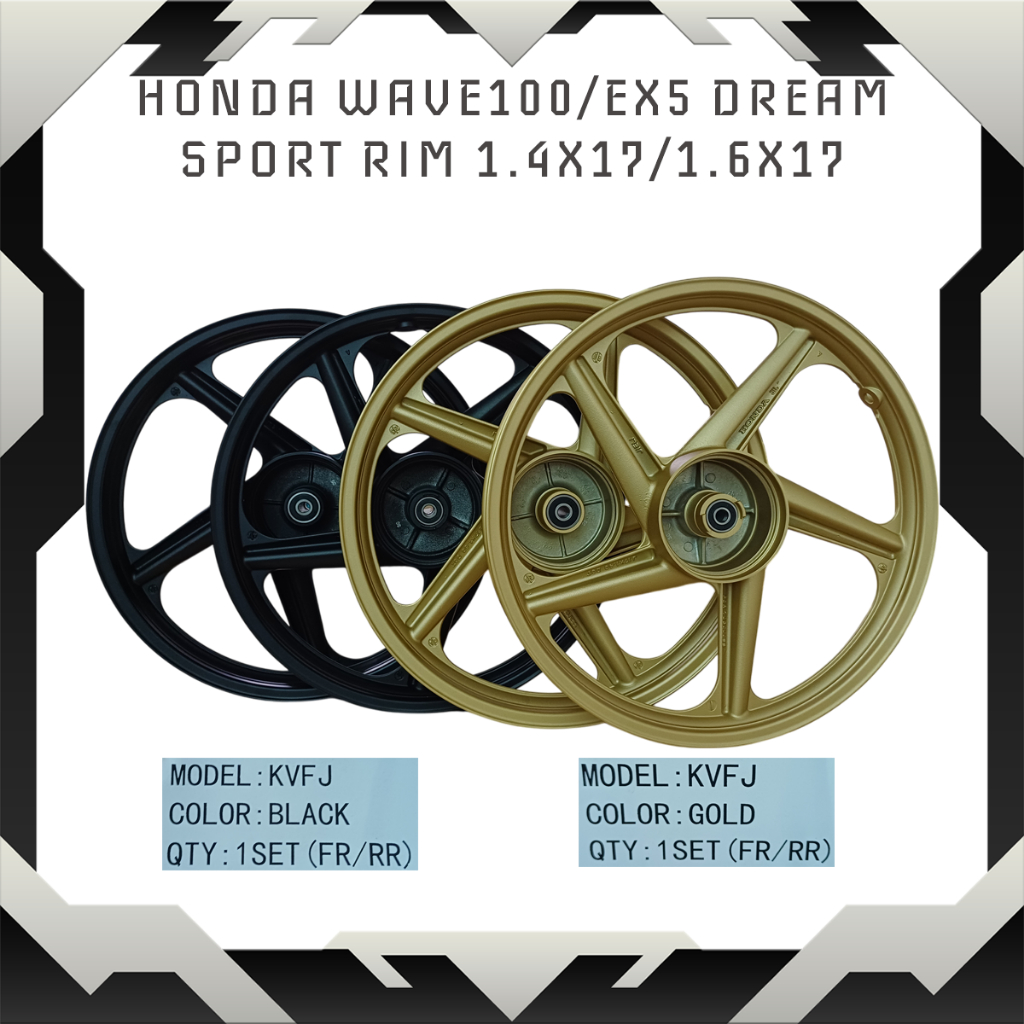 SPORT RIM HONDA WAVE100 EX5 DREAM 5 BATANG 5L FULL CHOP Cast Wheel RODA RIM Motorcycle WITH ...