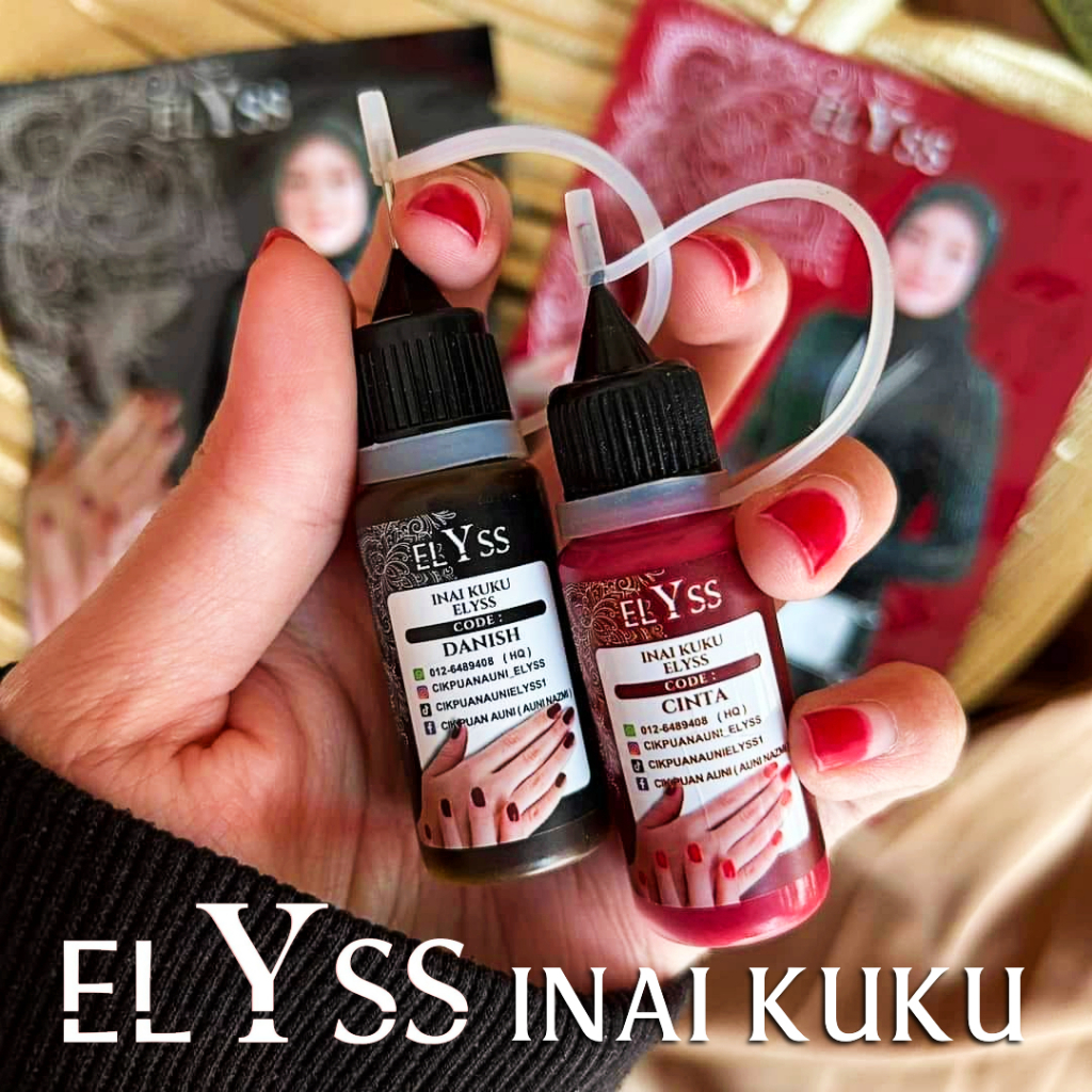 Elyss Inai Kuku Liquid Nail Henna Ready to Use Cinta Danish Red Maroon ...