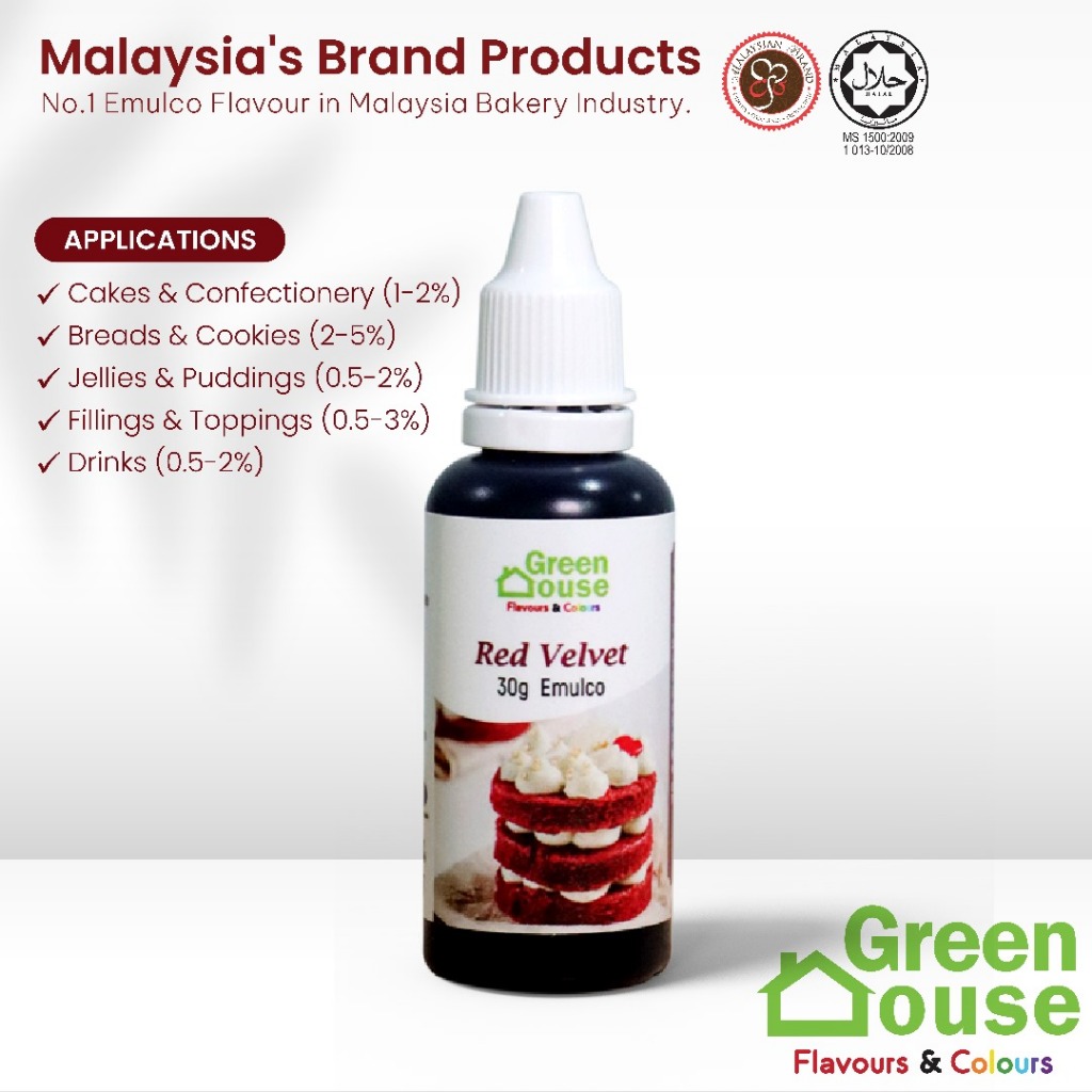 Red Velvet Emulco Green House-30g [HALAL] Red Velvet Emulco Perisa ...