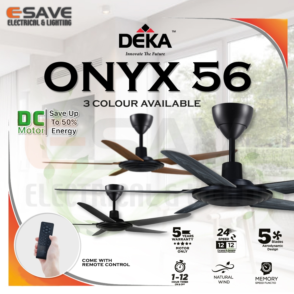 Deka New Onyx 56" Remote Control Ceiling Fan 12 + 12 SPEED DC Motor ...