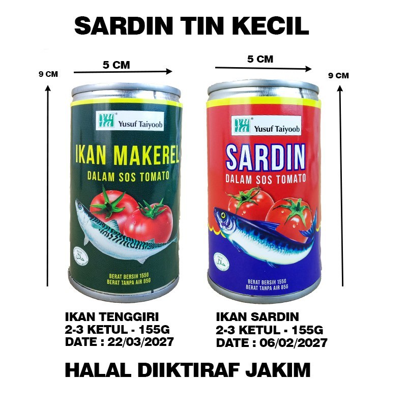 YUSUF TAIYOOB SARDIN DALAM TIN 150G HALAL MURAH TIN KECIL SARDINE IN ...