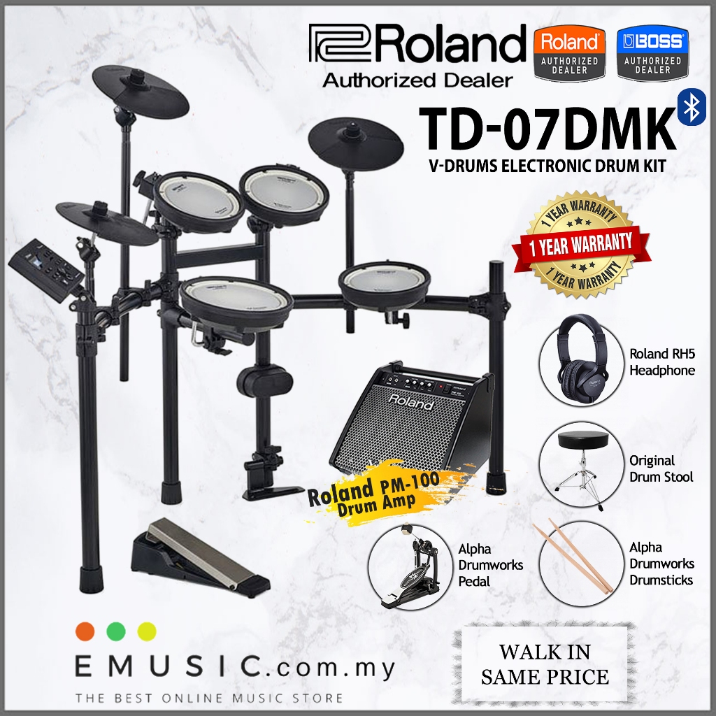 Roland TD-07DMK V-Drums Electronic Drum Kit Digital Drum with Amp Premium Package (TD07DMK ...