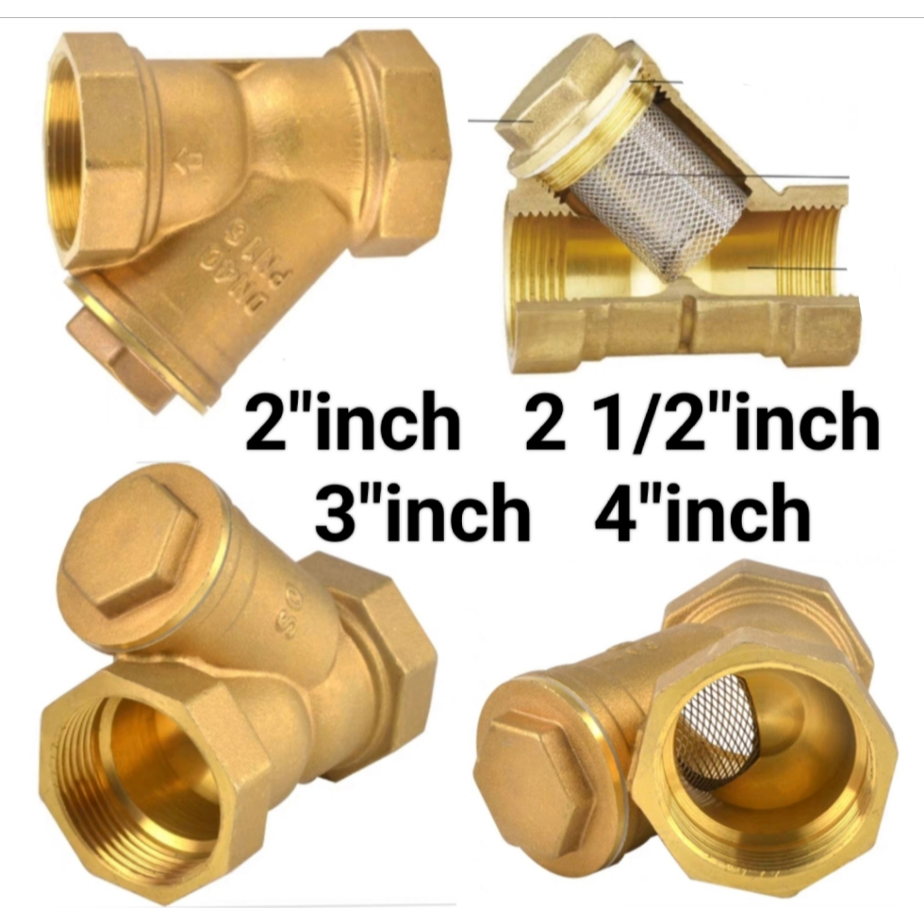Thread Y Shaped Brass Strainer Filter Valve DN50~DN100 2''~4'' water pump pipe piping fitting ...