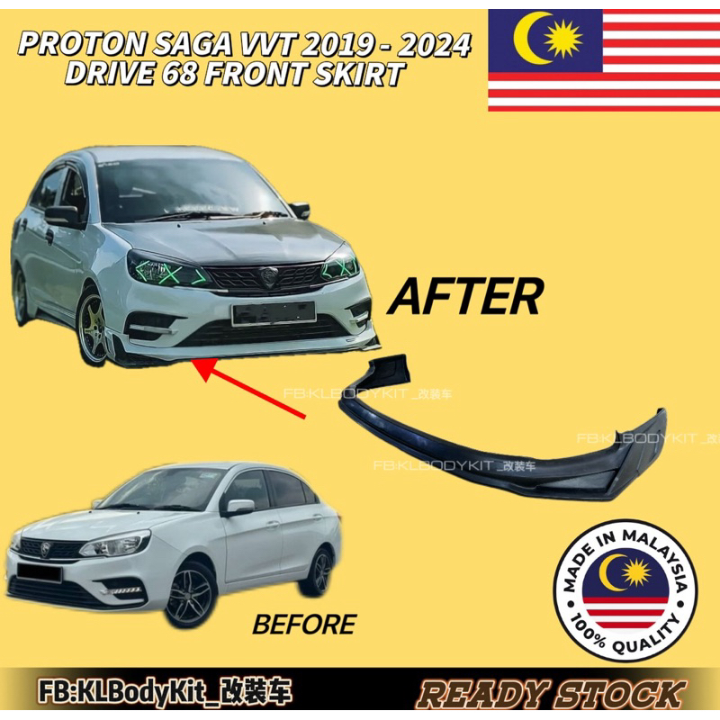 READY STOCK “ SAGA VVT DRIVE 68 DESIGN FRONT SKIRT D68 2019 2020 2021 ...