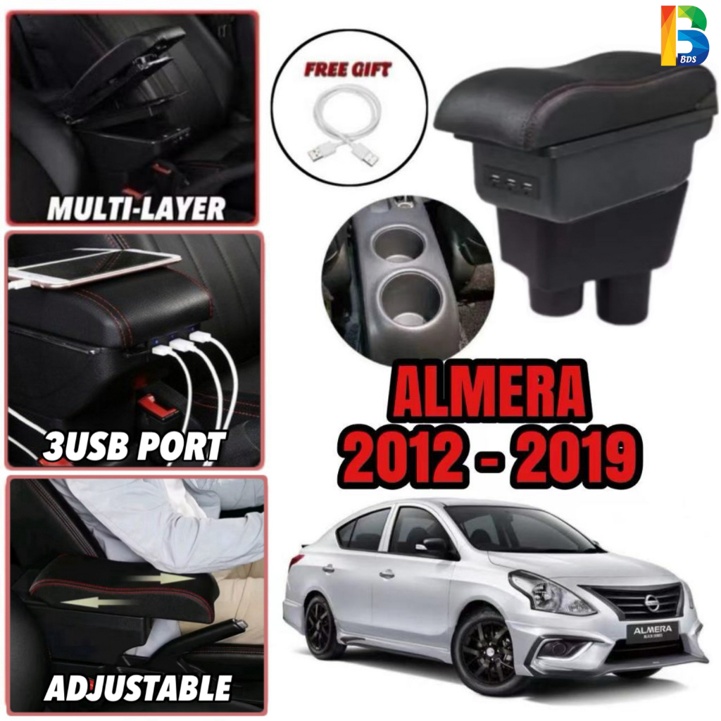 NISSAN ALMERA (2012-2019) USB ARMREST Adjustable 3 USB Charging Port ...